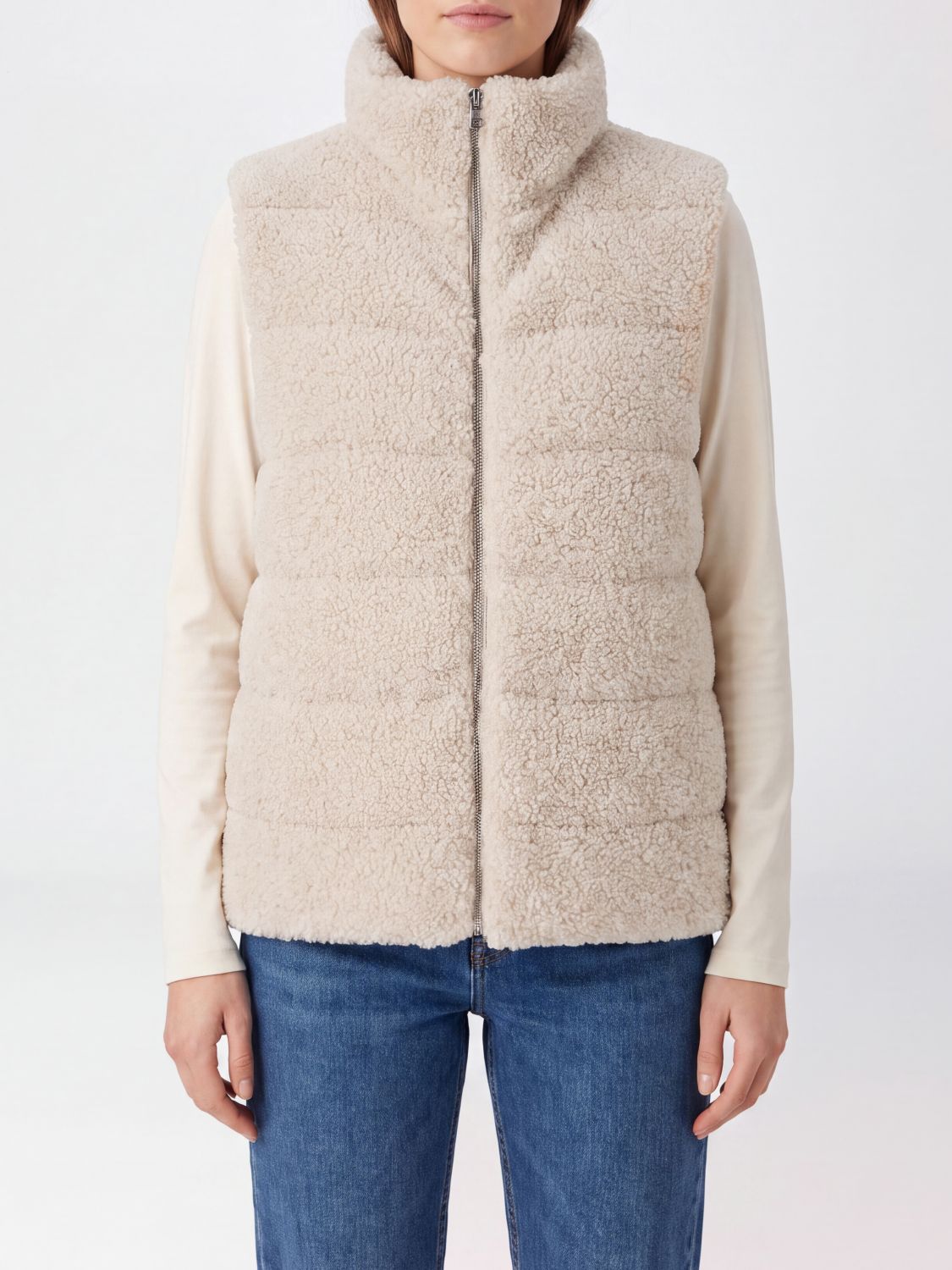 HERNO Herno Padded Quilted Nylon and Fleece High Neck Gilet
